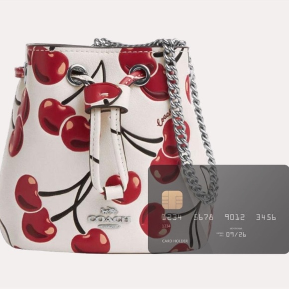 Coach | Bags | Coach Drawstring Wristlet With Cherry Print | Poshmark